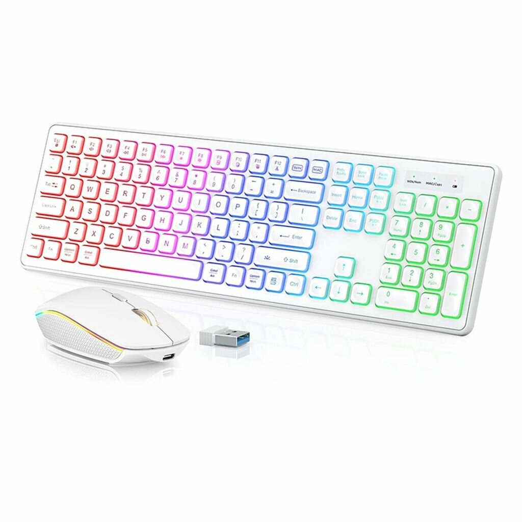 Радиомышь с подсветкой и аккумулятором, Белый