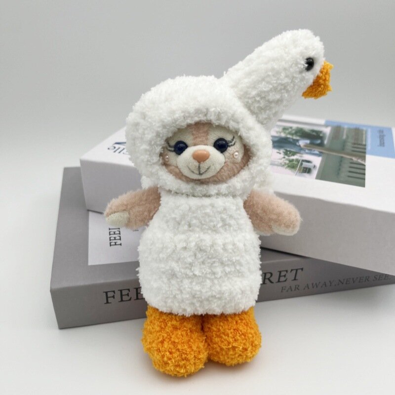 Ручной вязание крючком Lingna Belle вешает одежду, торты и пирожные Большой белый гусиный комплект [кроме ребенка]_15cm