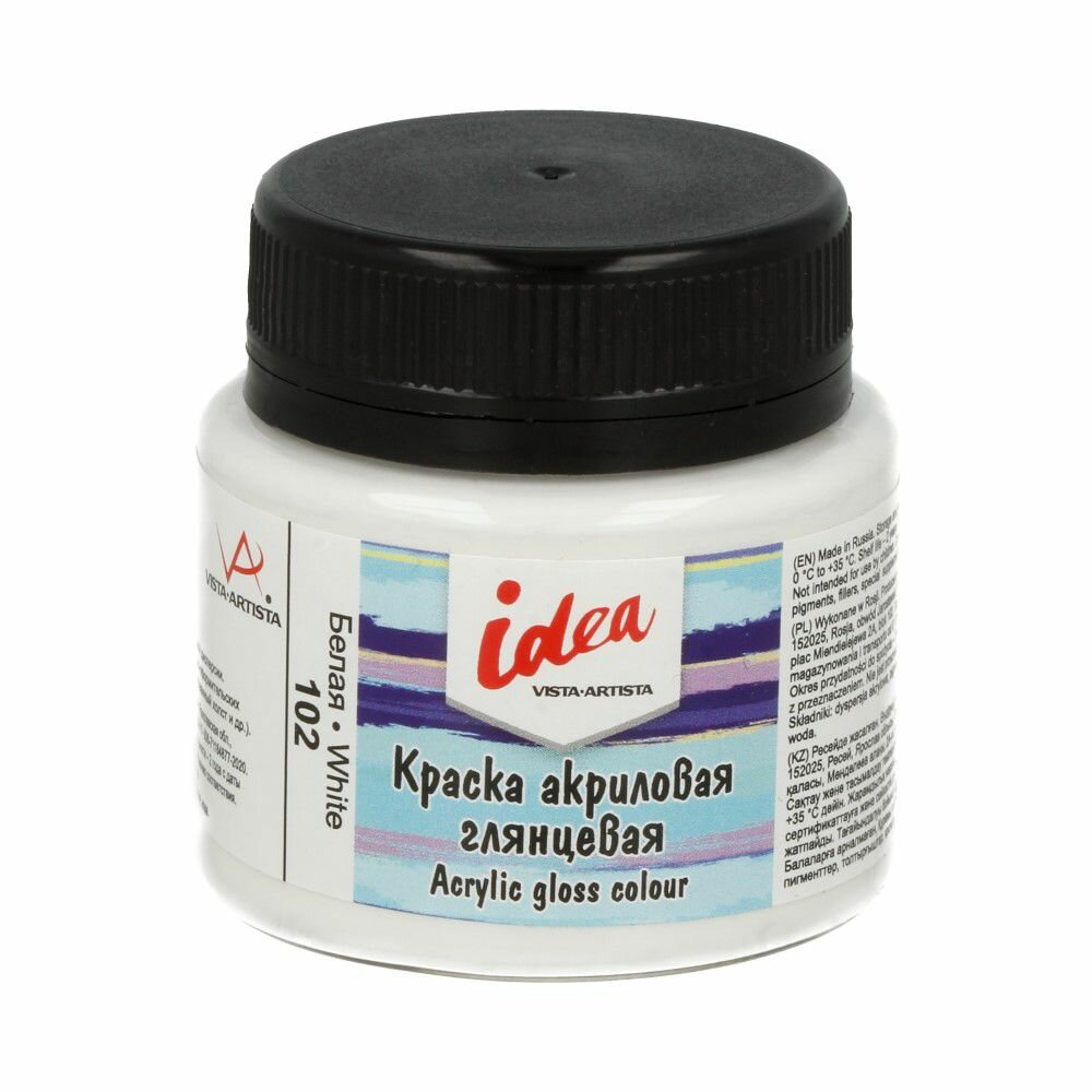 VISTA-ARTISTA idea краска акриловая для декора, глянцевая, 50 мл, 102 Белая (White), IGA-50