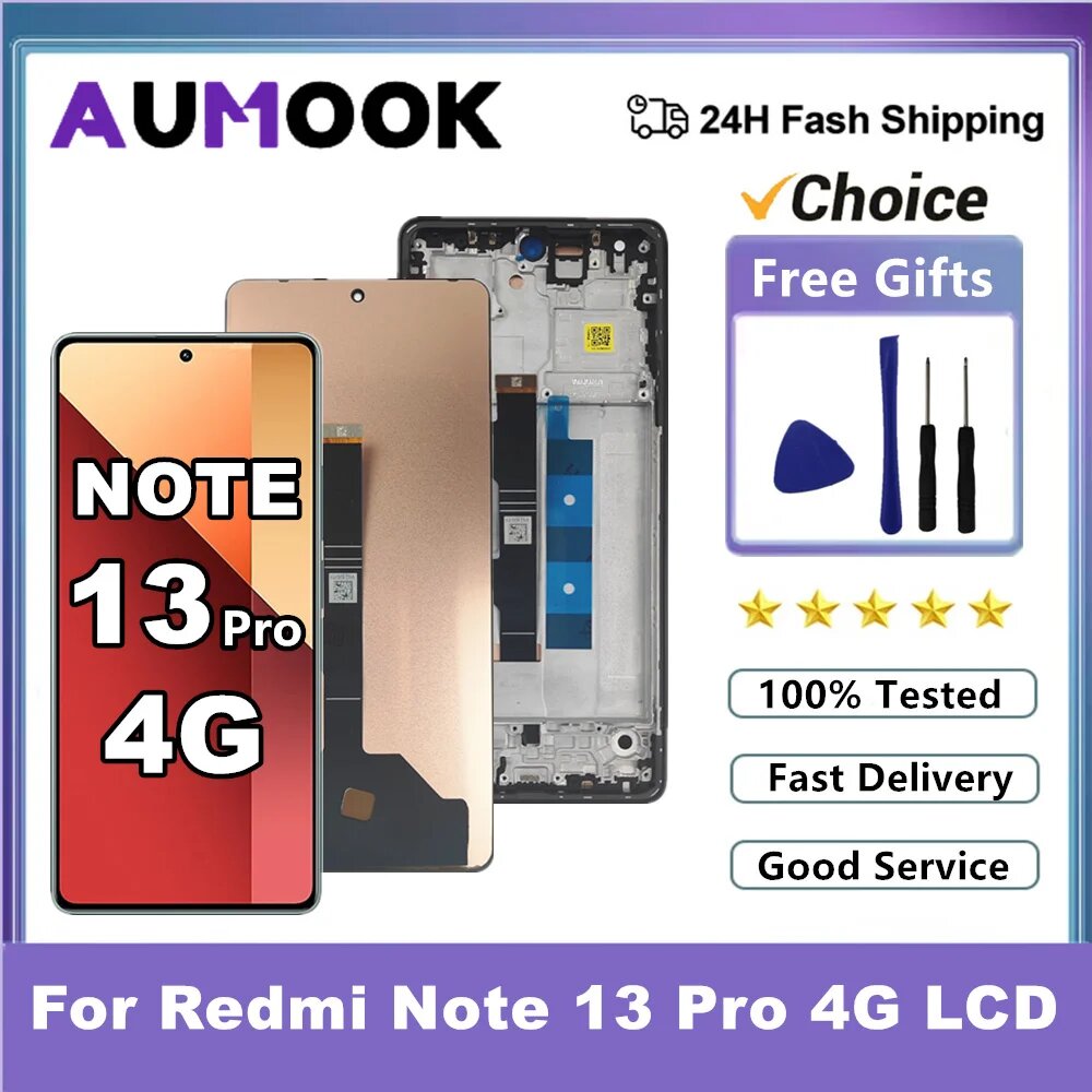 6,67-дюймовый AMOLED Note13 Pro-дисплей для Xiaomi Redmi Note 13 Pro 13Pro 4G 23117RA68G 2312FPCA6G ЖК-дисплей с цифровым преобразователем сенсорного экрана