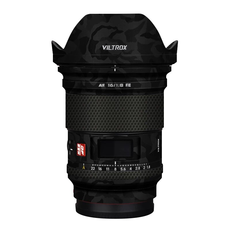 Защитная пленка для объектива Viltrox AF16mm F1.8 с камуфляжным узором тени в черном цвете для камер Sony