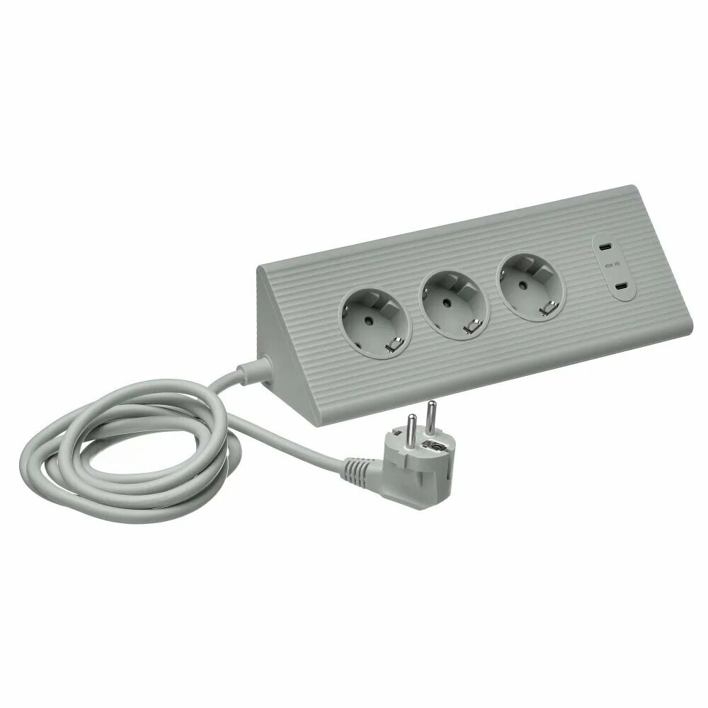 Удлинительный кабель IKEA Skotat, 5 розетка, 2 USB-порта, 1.8 м, зеленый, 505.556.86