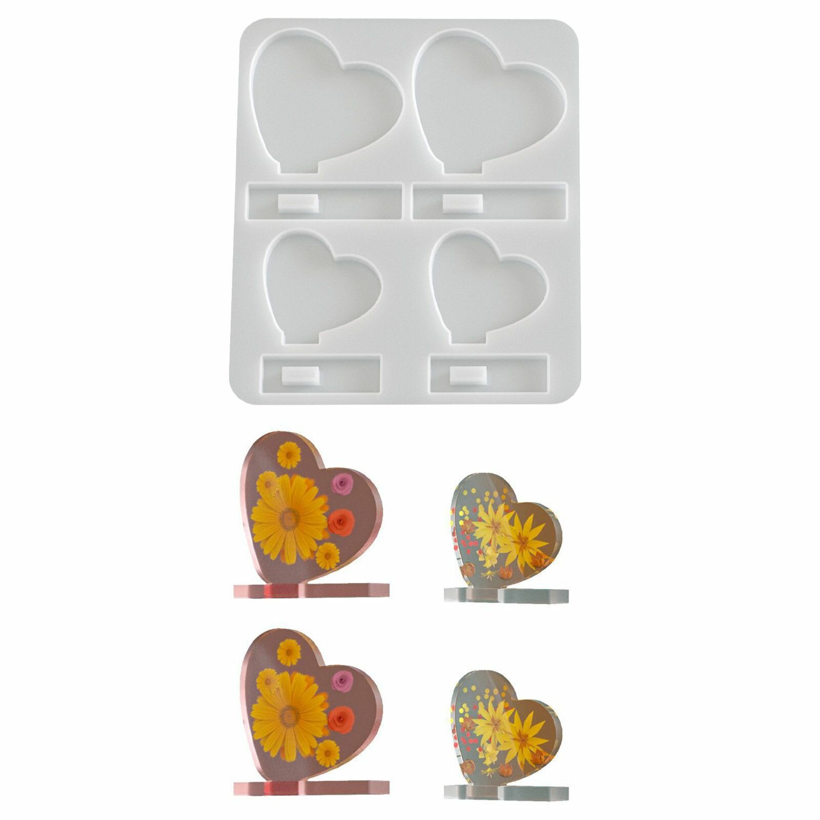 4 силиконовые формы в виде сердца для ручных поделок и дизайна подвесок