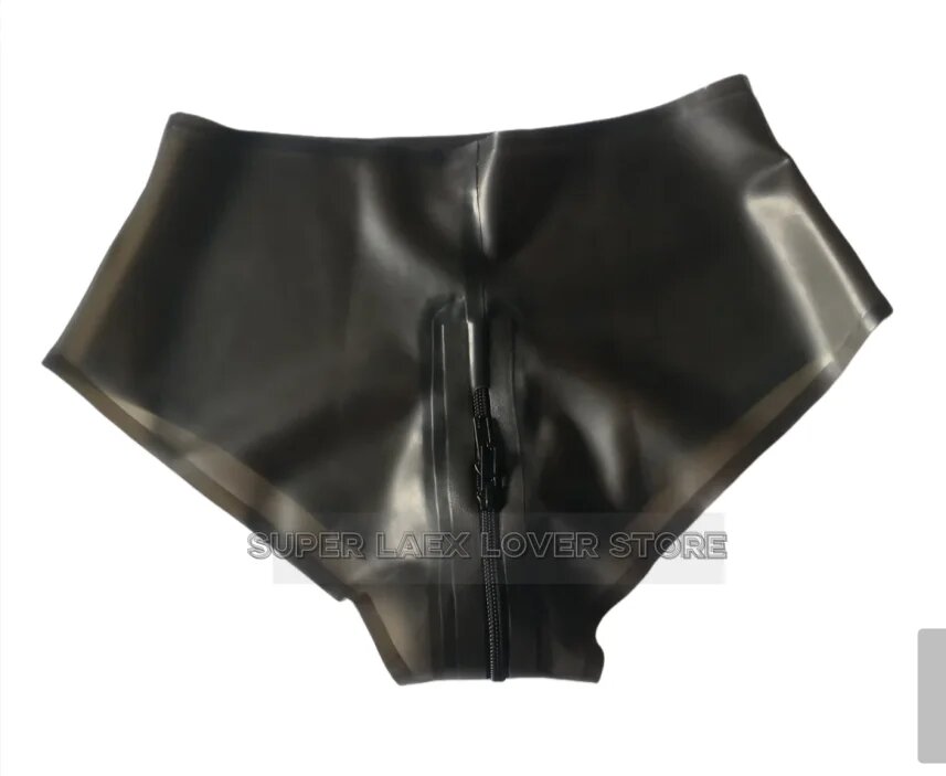 Трусы из натурального латекса с молнией в промежности, прозрачные черные Розовый, М, baby pink