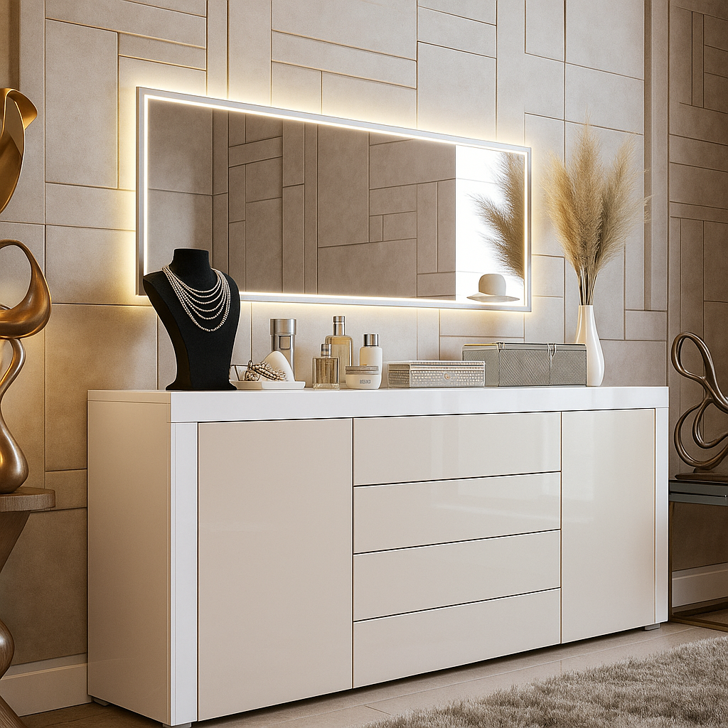 Комод Грант, 4 выдвижных ящика, современный стиль, глянец, без ручек