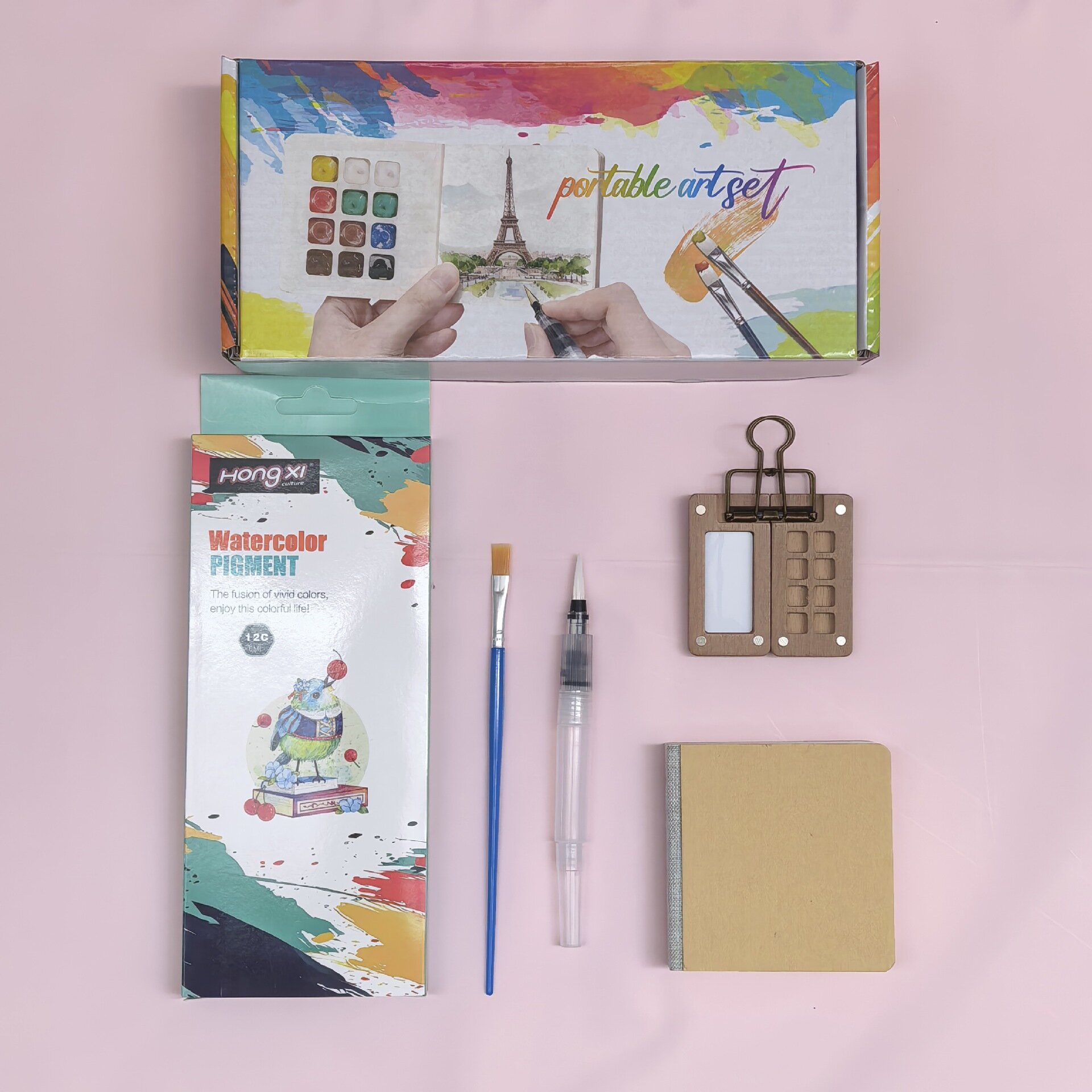Набор мини-акварельных красок в цветной коробке, портативный скетчбук, книга для рисования, смешивание цветов, маленькая доска для рисования, дорожный дневник