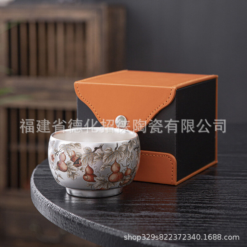 Чашка для чая из чистого серебра, креативная национальная тенденция, чашка для чая в китайском стиле, подарок, одиночная чашка, керамическая чаша для чая, культурный креативный продукт, чашка для дегустации, подарочная коробка
