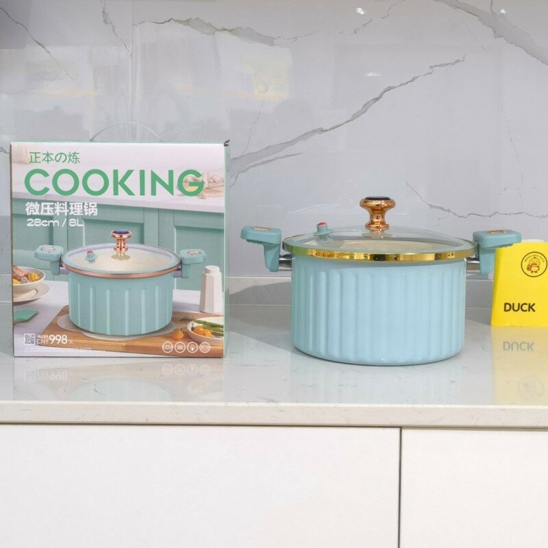 Эмалированная кастрюля для дома, большая емкость, чугунная кастрюля с плоским дном, двойное дно, антипригарная кастрюля, кастрюля для тушения, кастрюля для супа, подарок