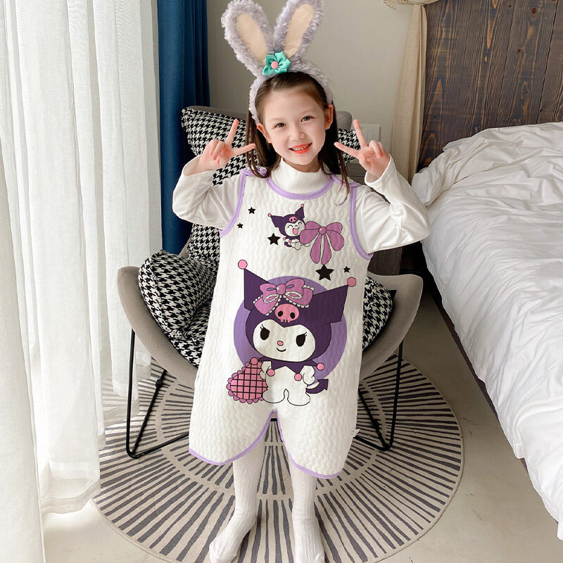 Весенне-осенний новый детский спальный мешок в стиле жилета для мальчиков и девочек, утолщенный, анти-ударный, с разделенными ногами, безрукавный, цельный пижамный комплект