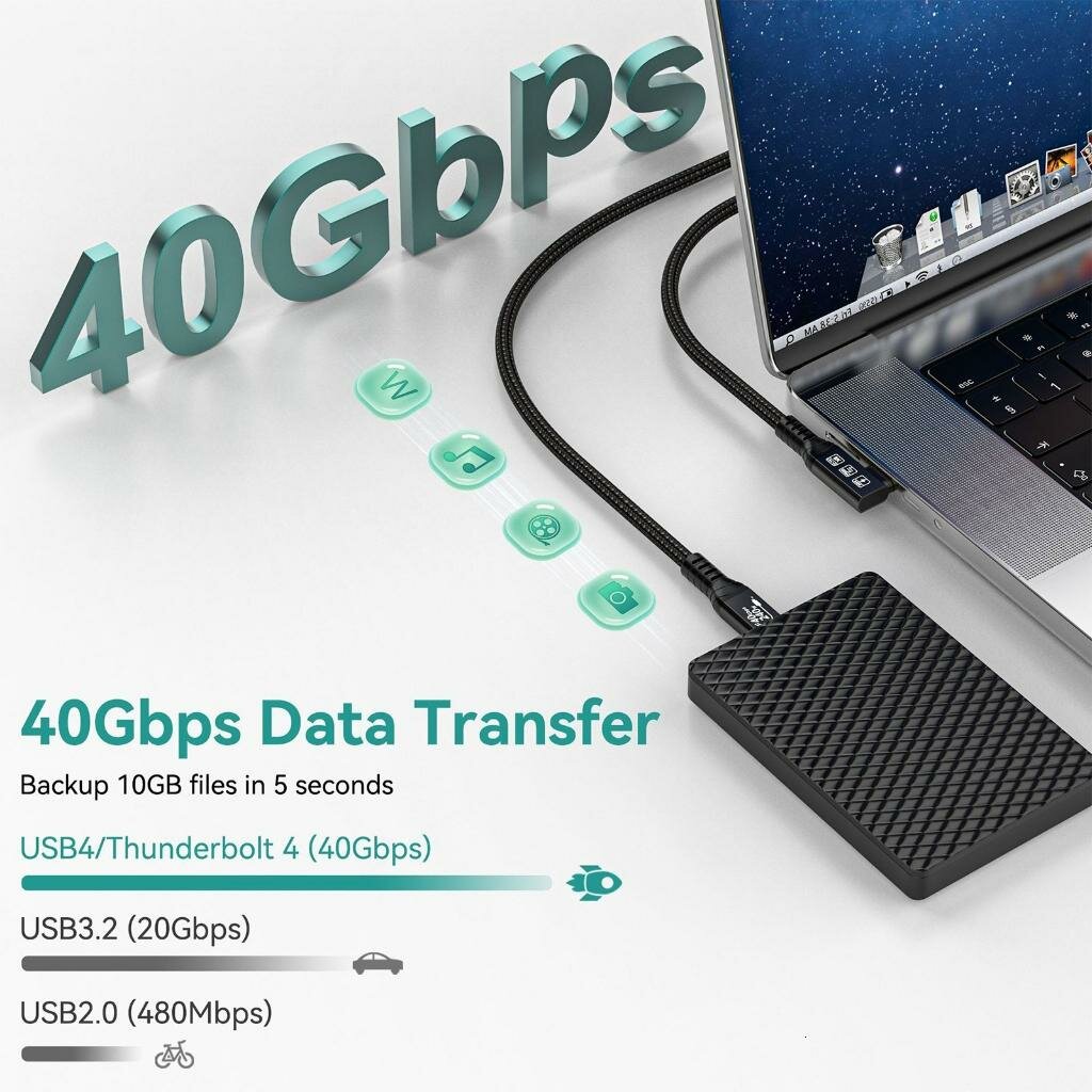 Кабель USB4 40Gbps, 0.5m — фото 1