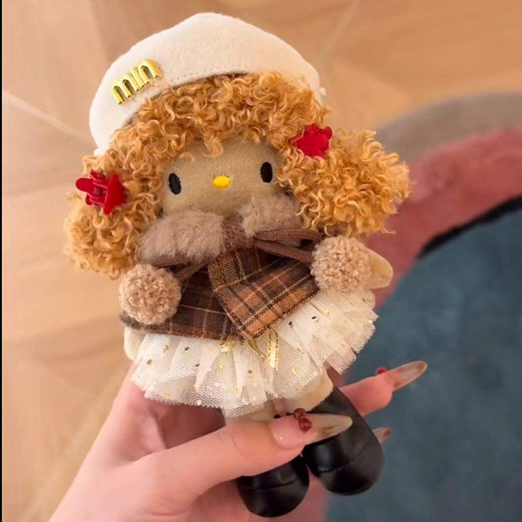 2026 Новейший осенне-зимний брелок для ключей с милым длинноногим котенком, плюшевый кулон, одежда для кукол, стиль Ins, плюшевый брелок