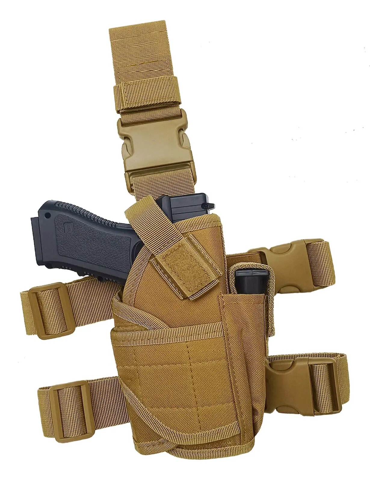 Тактическая кобура на ногу Khaki, Molle, для правой руки