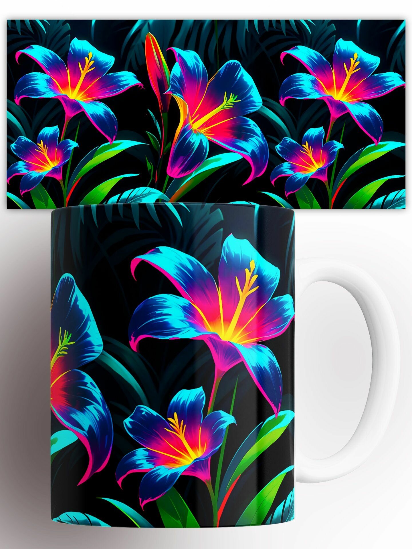 Кружка Цветы неон 2 330 мл