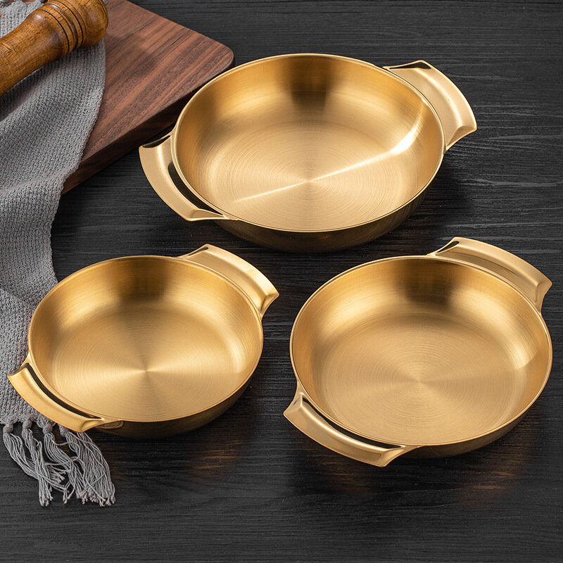 Сухой горшок из нержавеющей стали в Корейском стиле соединенная тарелка бинауральная закуска макароны запеченный рис