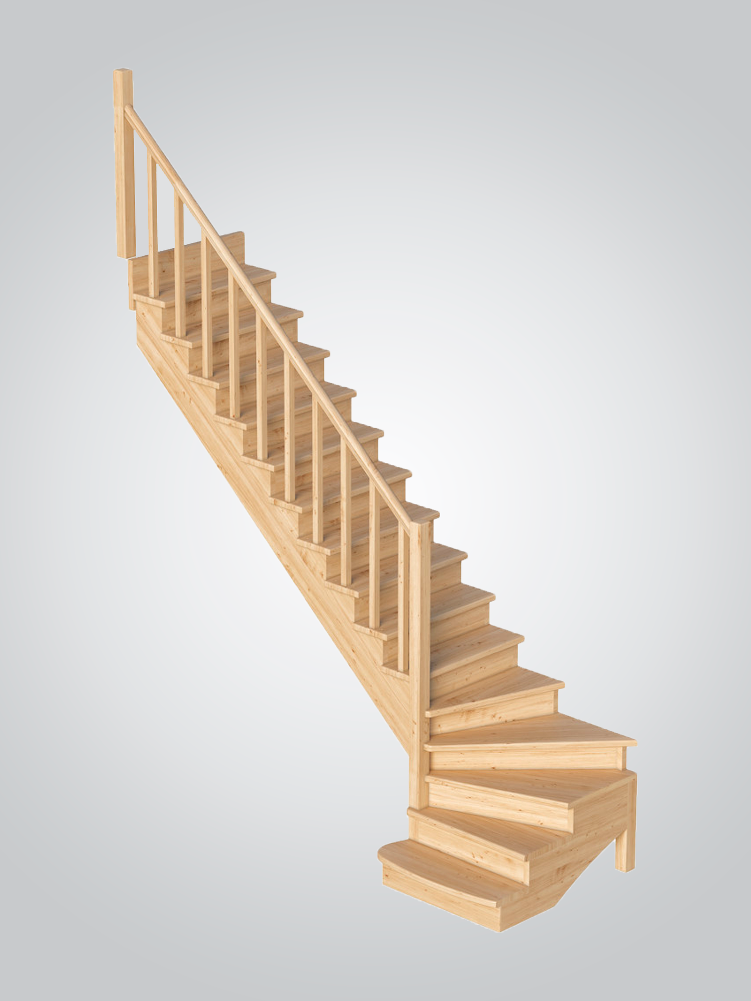 Лестница на второй этаж К-001м/8 Левая c подступенками