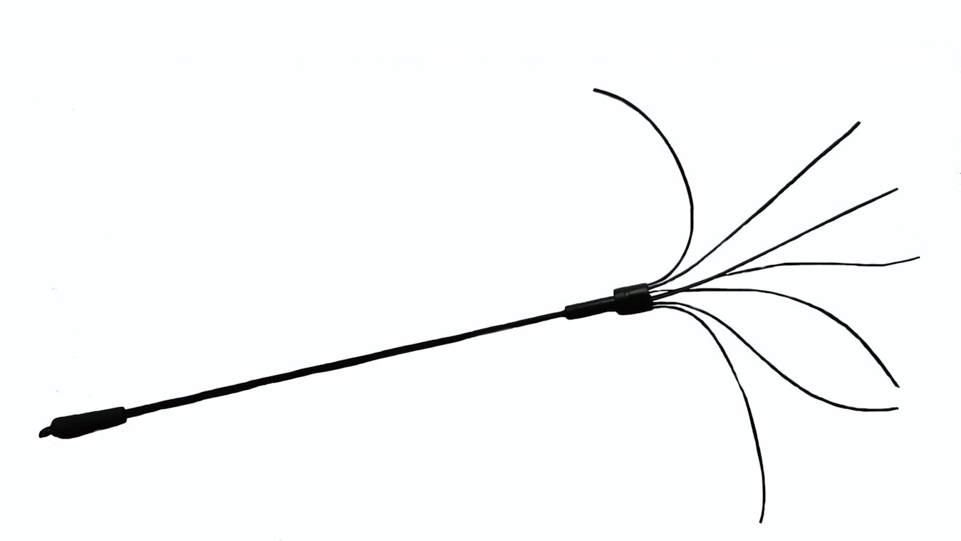 Стек латексный 7-хвостый, черный, для БДСМ, длина 51 см, рукоять 36 см, хвост 15 см