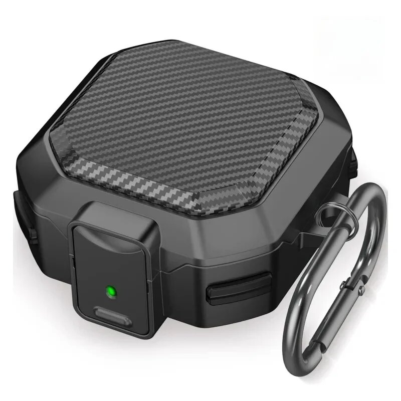 Чехол для Samsung Galaxy Buds FE из углеродного волокна с замком For Galaxy Buds Core, Black