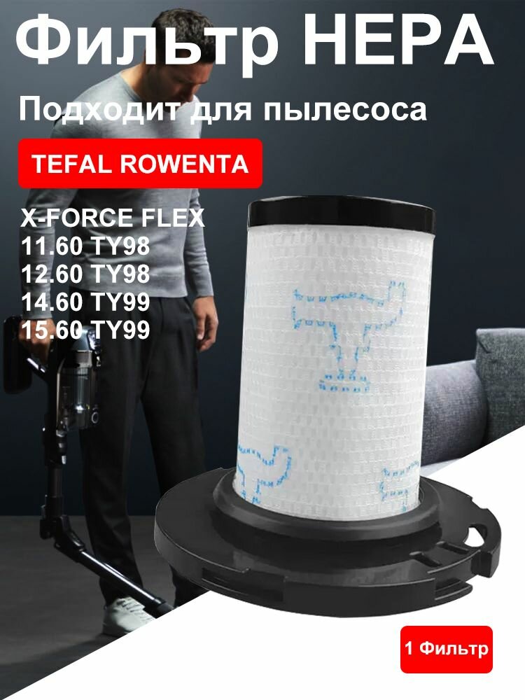 Laukowind Моторный фильтр для беспроводных пылесосов Tefal, Rowenta X-Force Flex 11.60 TY98** / 12.60 TY98** / 14.60 TY99** (ZR009007/008)