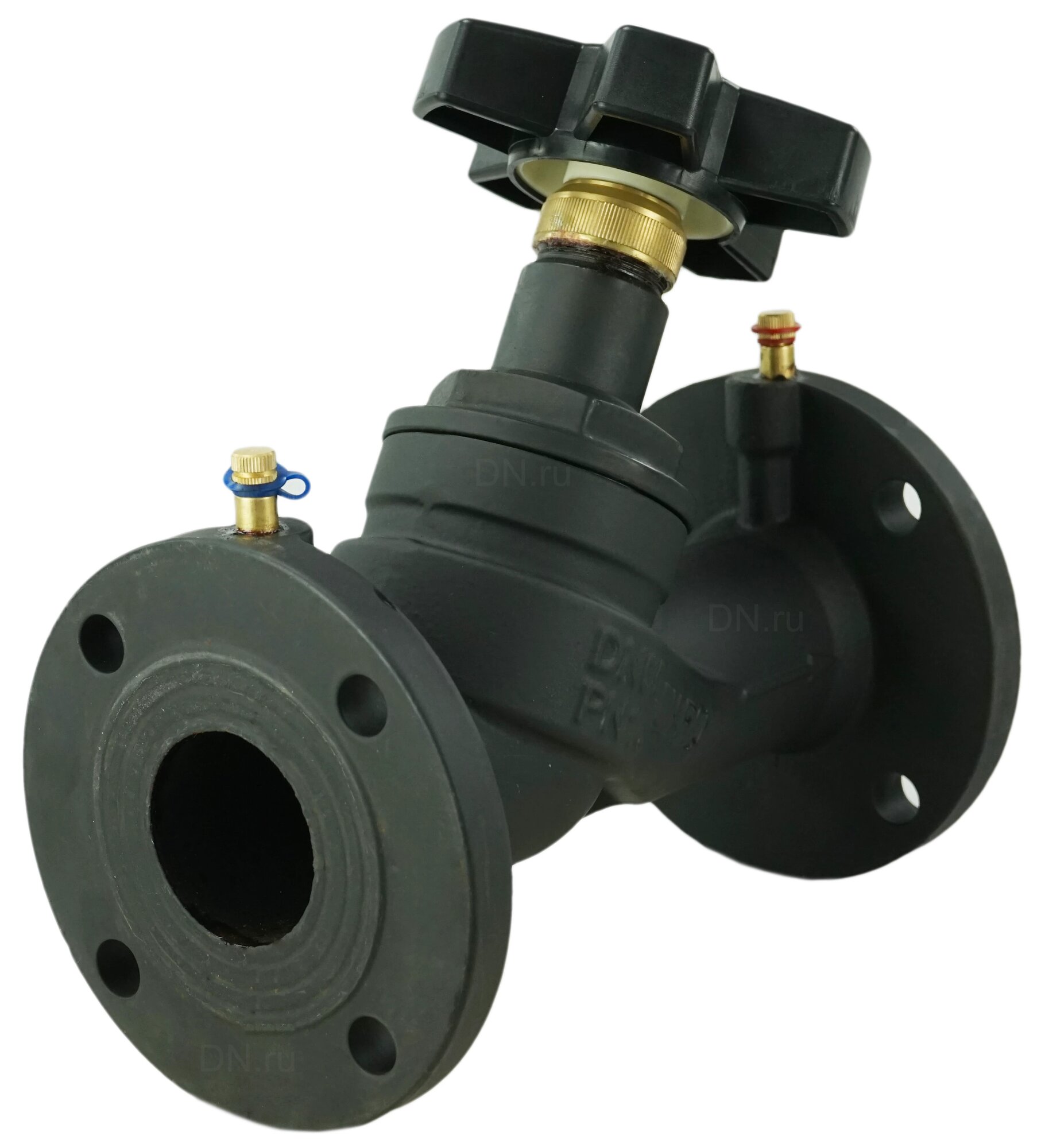 Клапан балансировочный чугунный DN.ru кблф Ду15 Ру16 фланцевый, с ниппелями