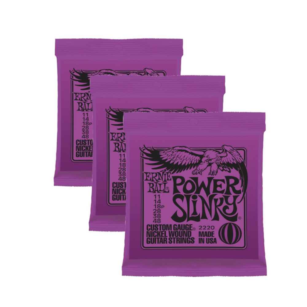 3 комплекта струн для электрогитары Ernie Ball 2220 Power Slinky Nickel Wound 11-48