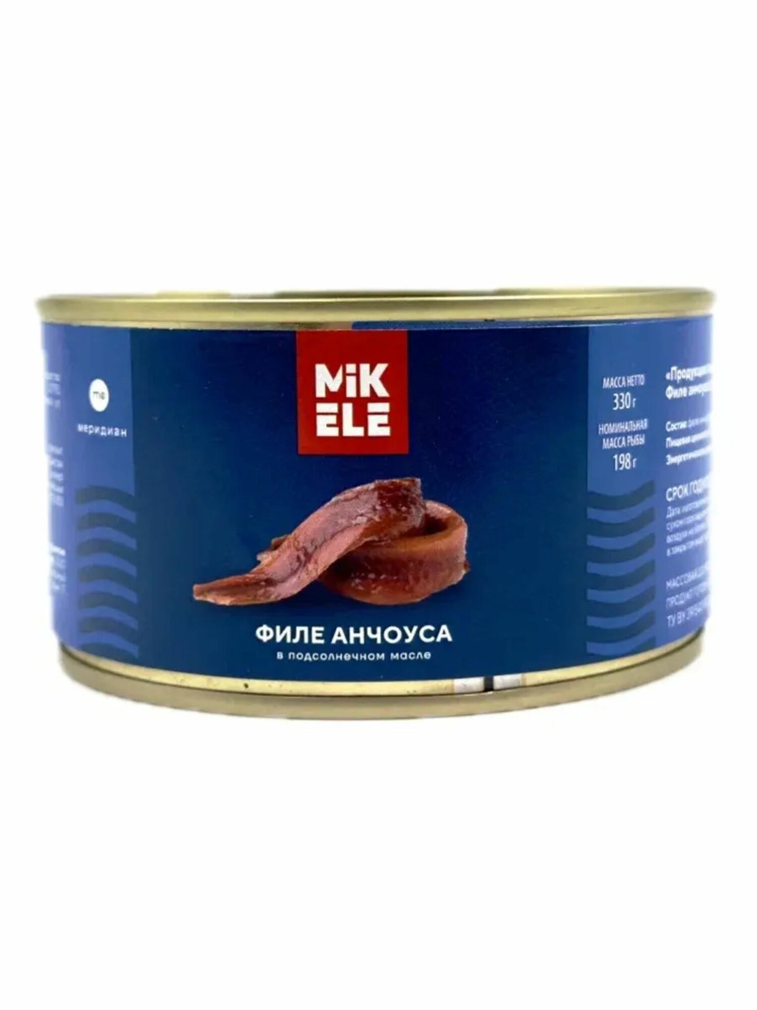 Филе анчоуса в подсолнечном масле т. м. Mikele ж/б 330г