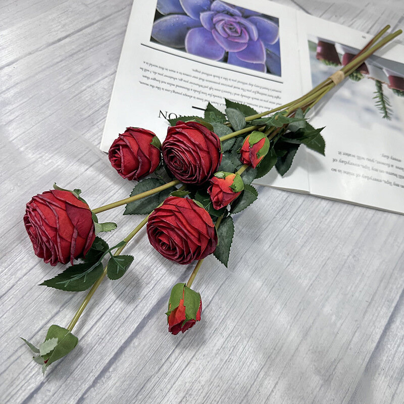 Новый продукт Искусственная жемчужная роза Сухоцветы Свадебное украшение отеля Искусственный цветок 9 голов Ручная книга Невеста Ручной цветок