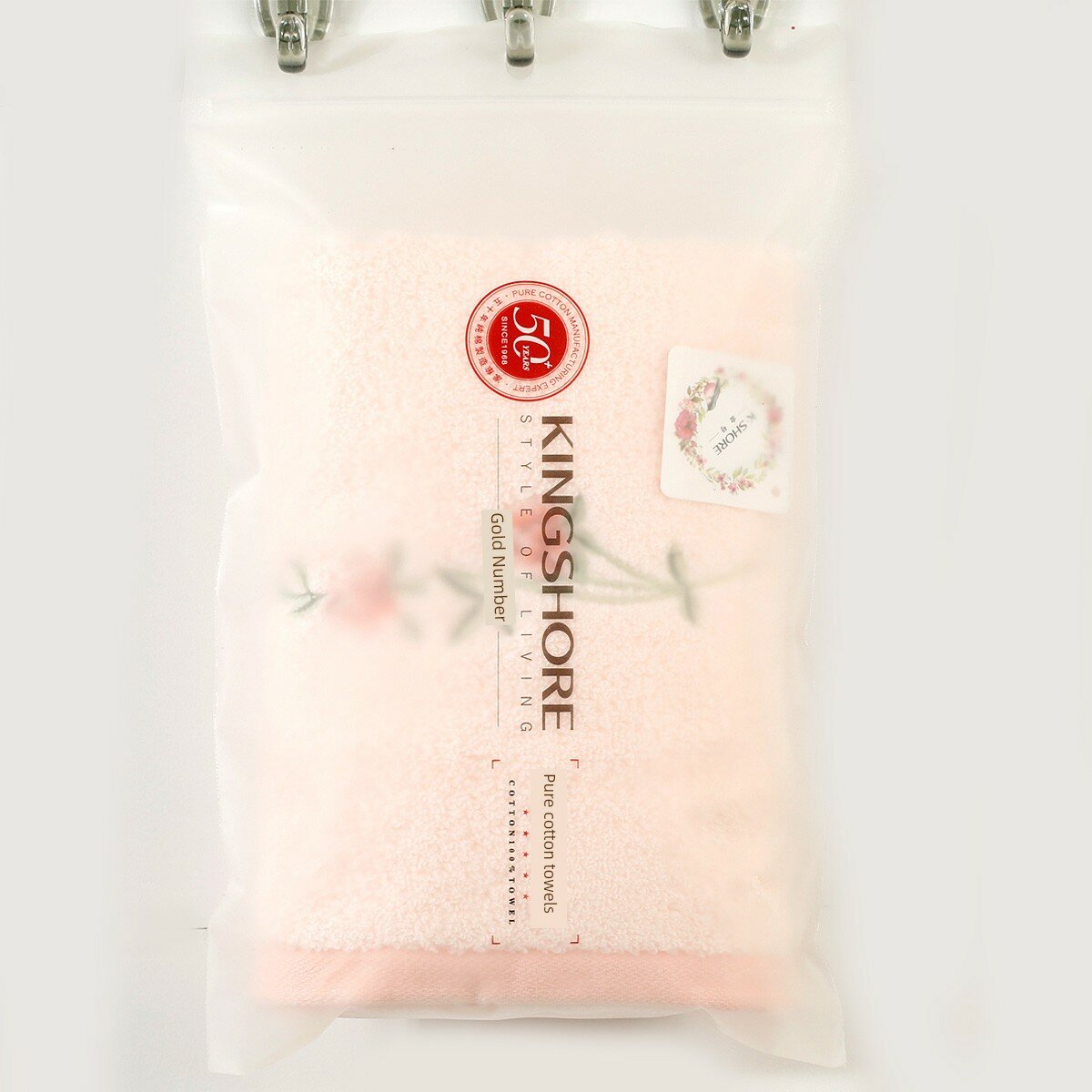 Jin Hao Extra Thick Cotton Face Towel 78x38cm Soft Absorbent for Bathing and Washing Pink Color with Plastic Bag Single
