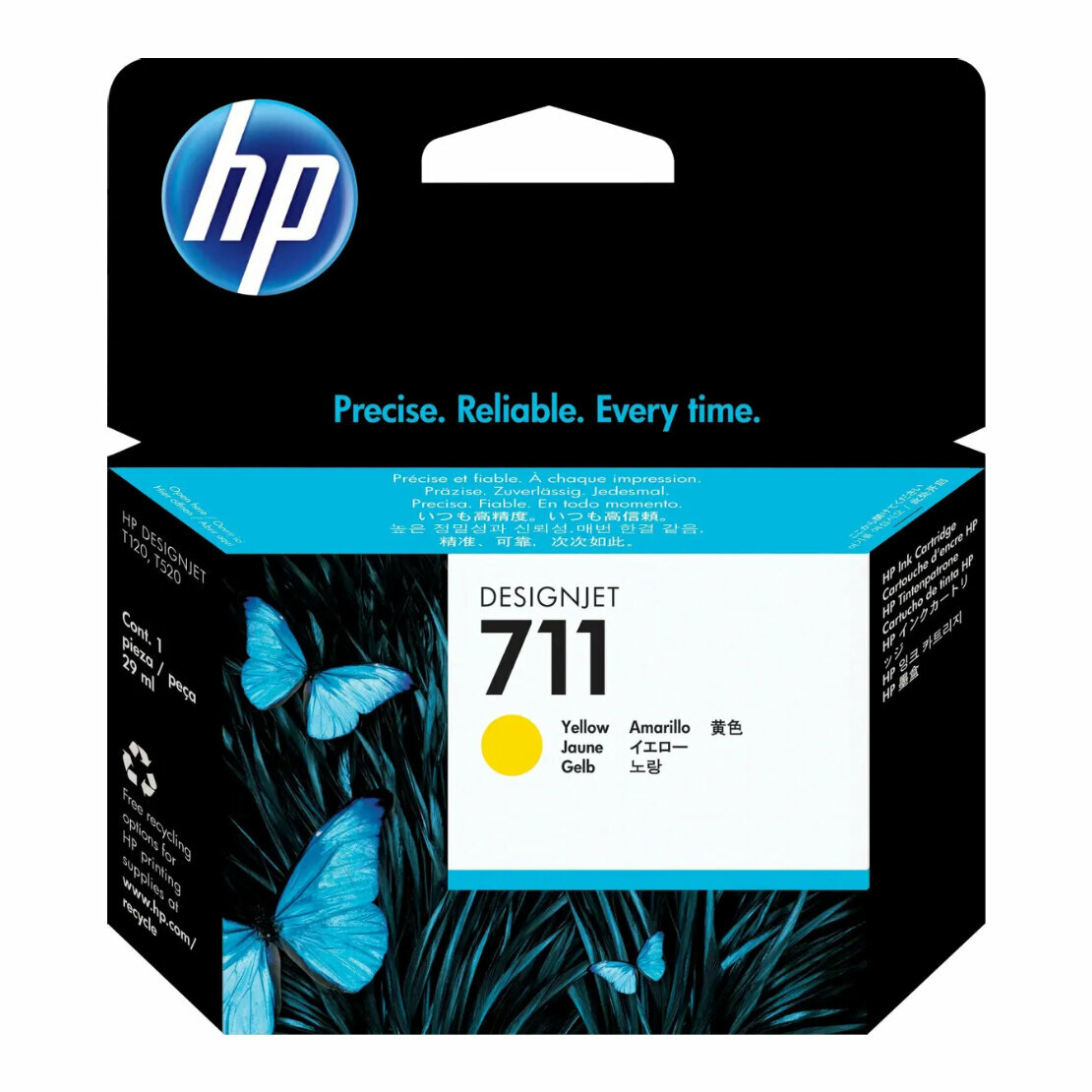 Картридж струйный HP 711 CZ132A для принтеров HP DesignJet, 29 мл, желтый