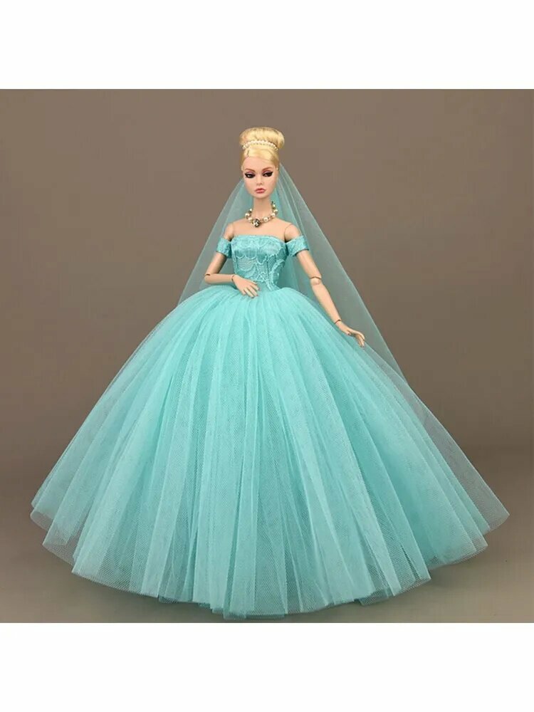 Высококачественное свадебное платье и фата для куклы Барби Barbie