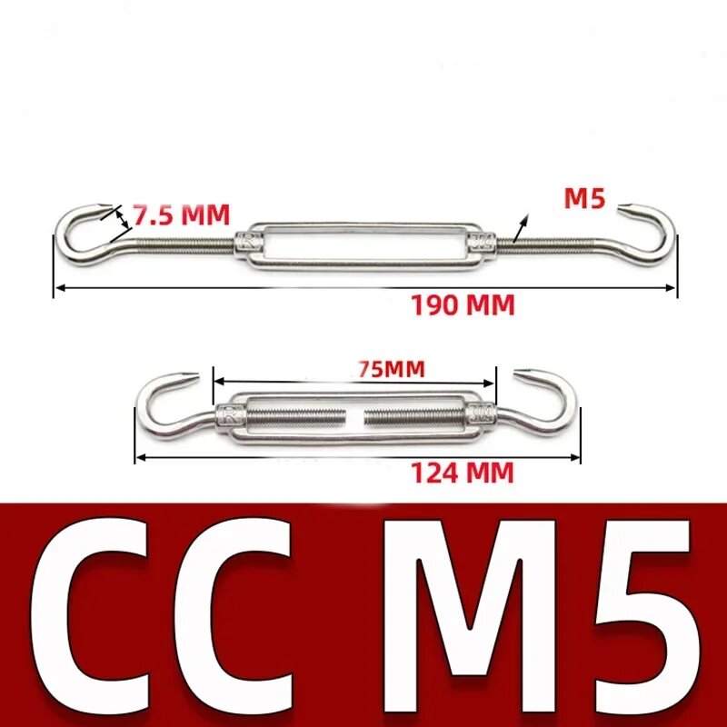 Крюк-болт C из нержавеющей стали M5, 2шт