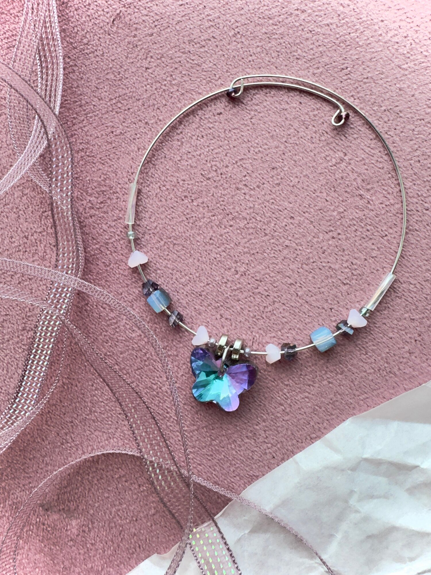 Браслет, металл, стекло