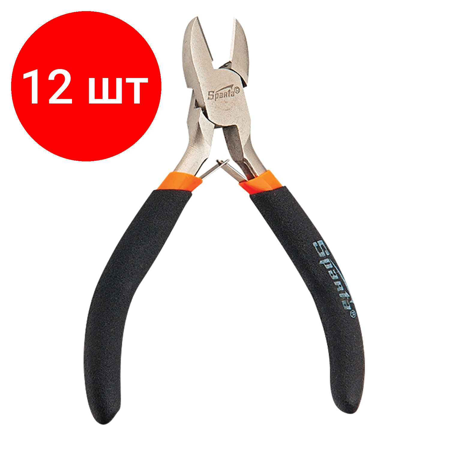 Комплект 12 шт, Бокорезы mini 130 мм, SPARTA, авторазжим, никелированные, 17824