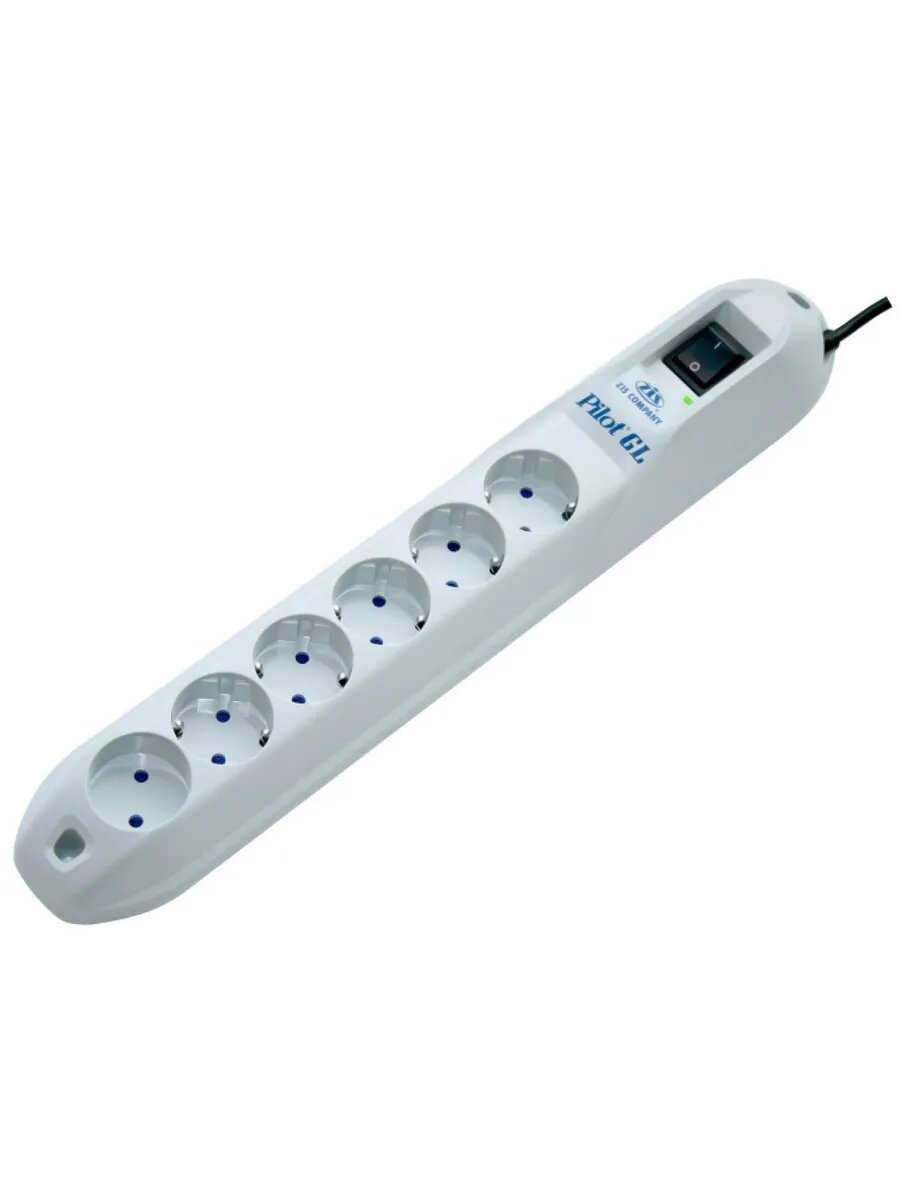 Сетевой фильтр Pilot GL длиной 10 м, цвет белый, 2200 Вт, 6 розеток