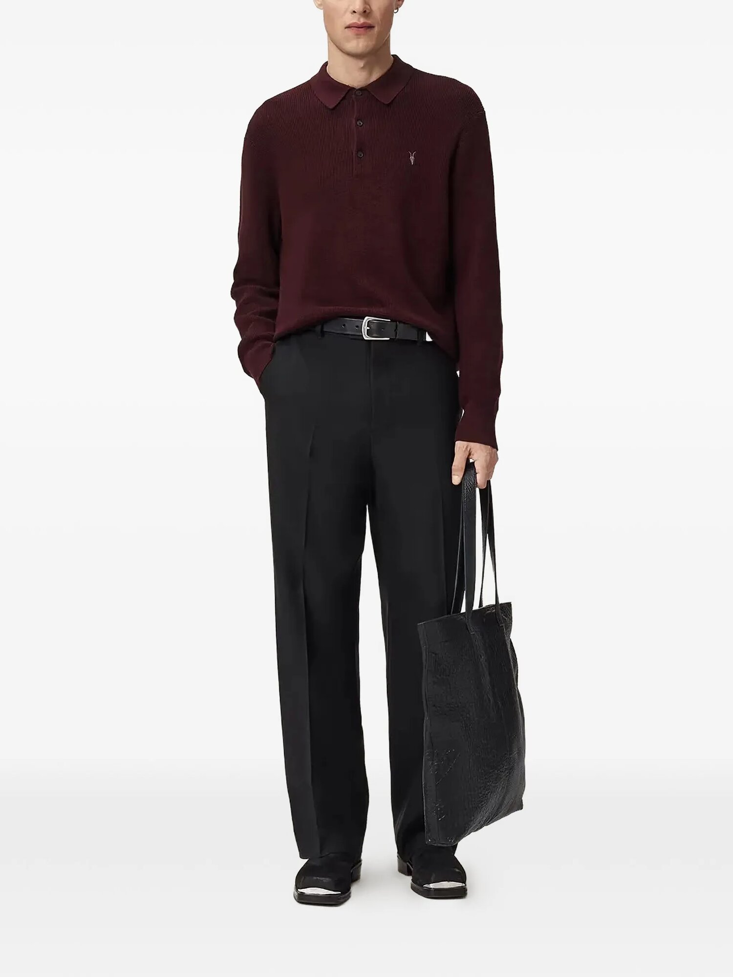 Рубашка AllSaints Button polo knitwear, размер 50, red — фото 1