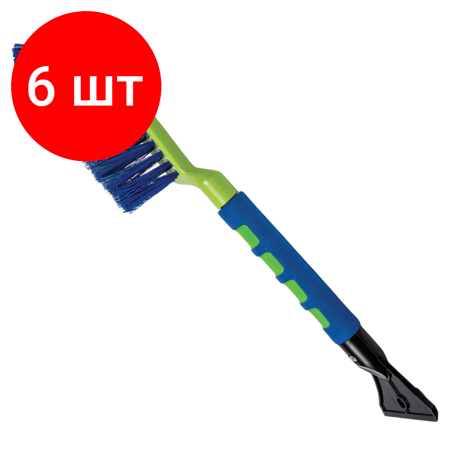 Комплект 6 шт, Щетка со скребком для снега автомобильная, мягкая щетина, 42.5 см, OKTAN, А3-01-03