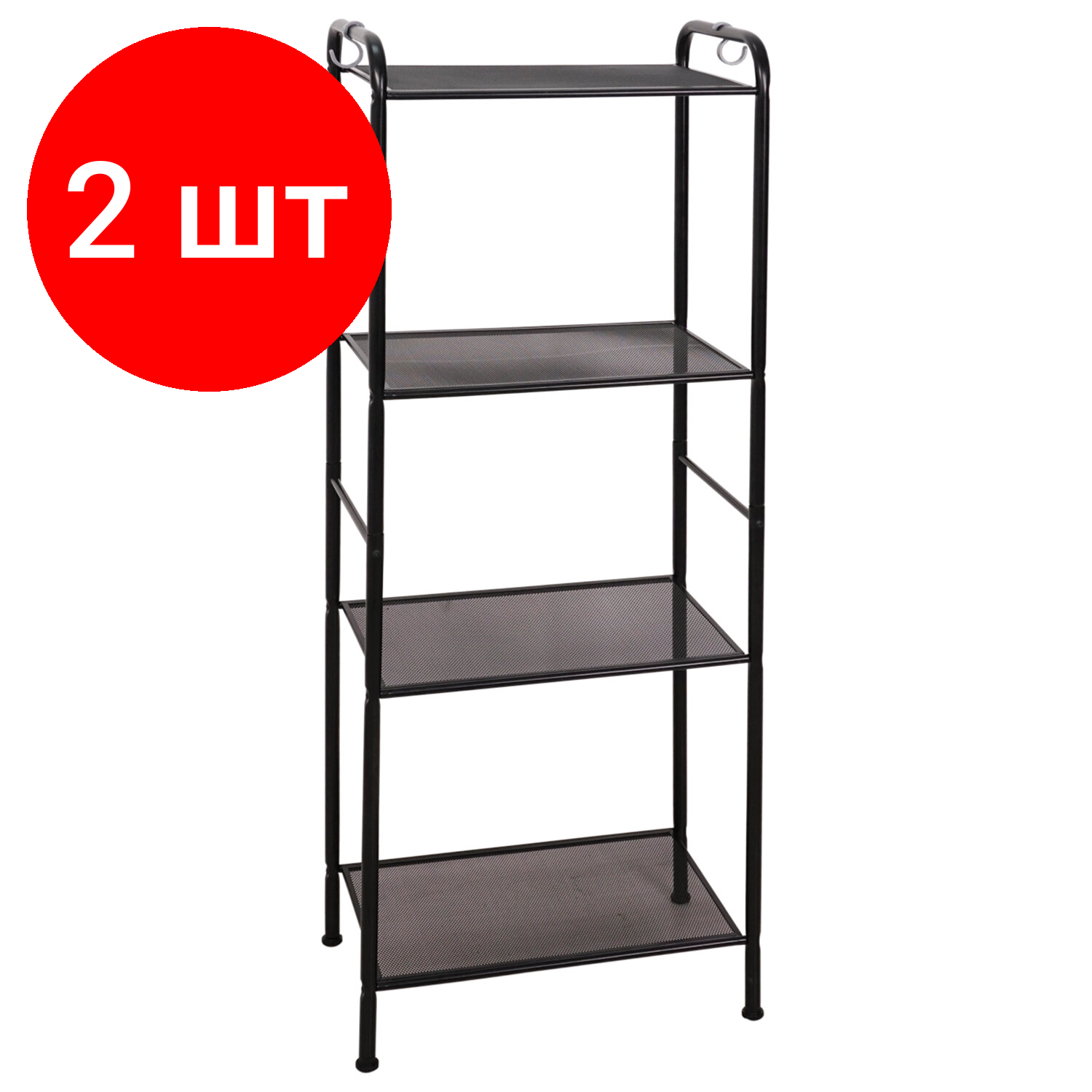 Комплект 2 шт, Стеллаж на металлокаркасе "Валенсия-14", 455х300х1205 мм, 4 полки, черный, СТВ14 Ч