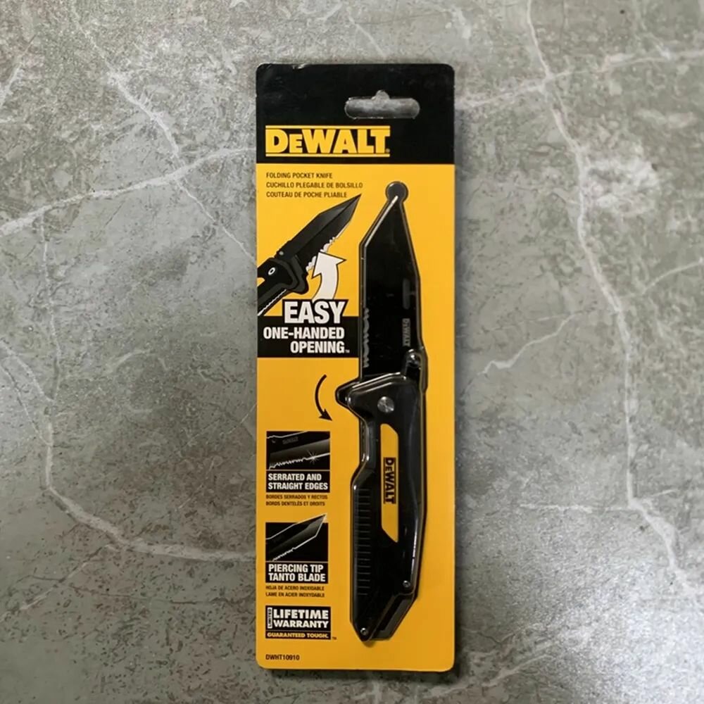 DEWALT DWHT10910 Мебельный нож 3.25 - дюймовый карманный складной нож Tanto Tip 3.25 дюйма Tanto