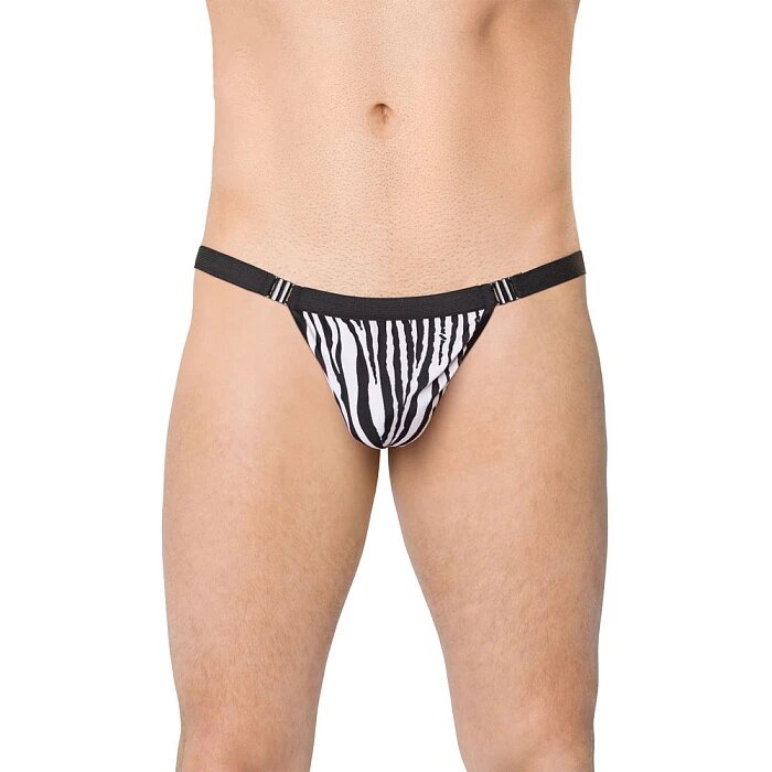 Стринги SoftLine 4531, мужские, с узором, эластичная резинка, черно-белые