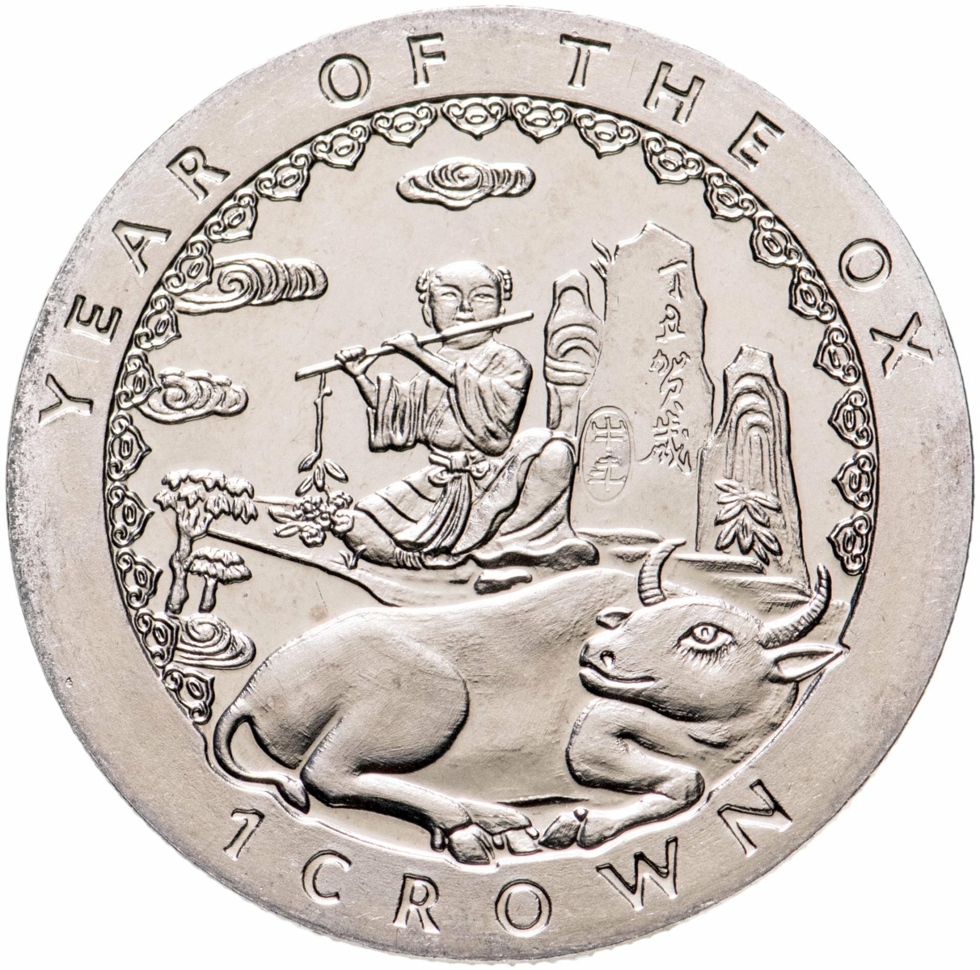 Остров Мэн 1 крона 1997 Год быка, Мельхиор медь-никель, в сохранности UNC