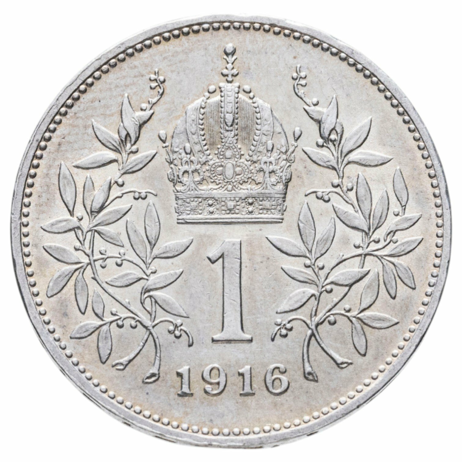 Австрия 1 крона crown 1916, Серебро 835, в сохранности AU-UNC