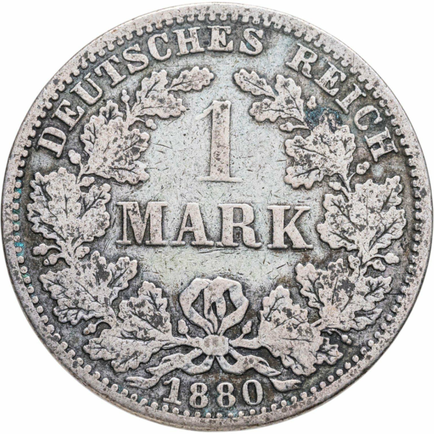 Германия 1 марка 1880 Знак монетного двора: "A" - Берлин, Серебро 900, в сохранности VF-XF