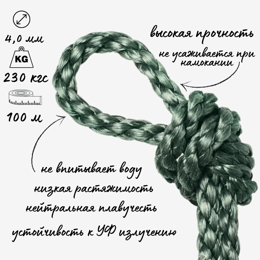Плетеный шнур Danline (полистил) 4,0мм (100м)