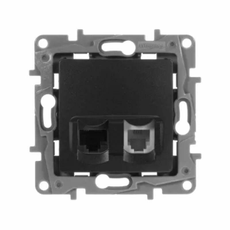 Розетка двойная RJ11+RJ45 Legrand Etika категория 5e, UTP, антрацит 672652