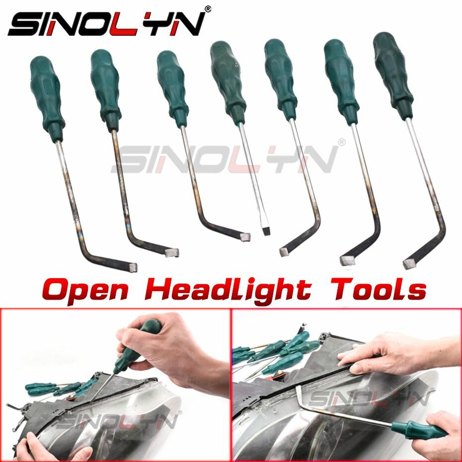 Инструменты для открытия автомобильного маяка и удаления холодного клея/герметика в сборе с автомобильной фарой