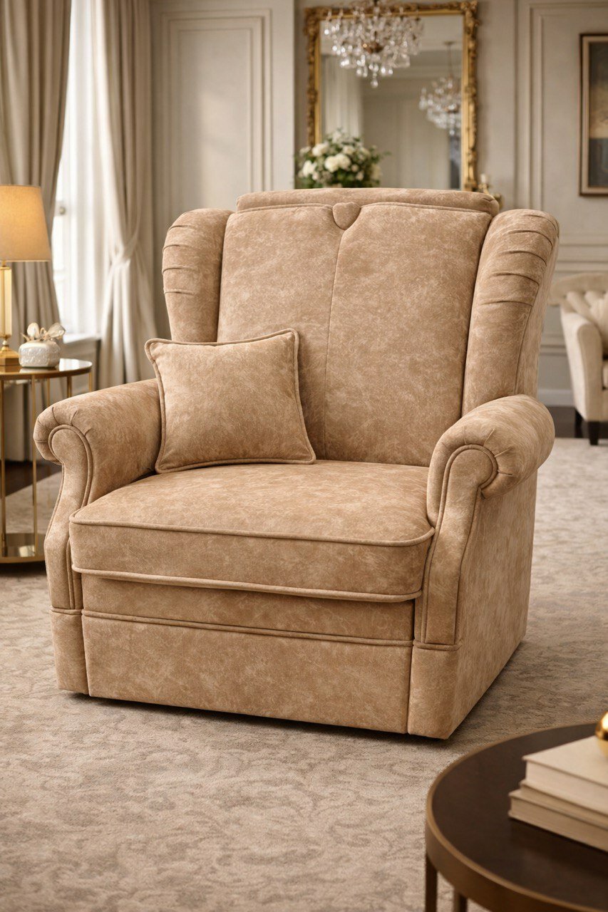 Под заказ. Кресло-кровать "Вояж" механизм трансформации казачок, бежевый мрамор SIESTA BEIGE