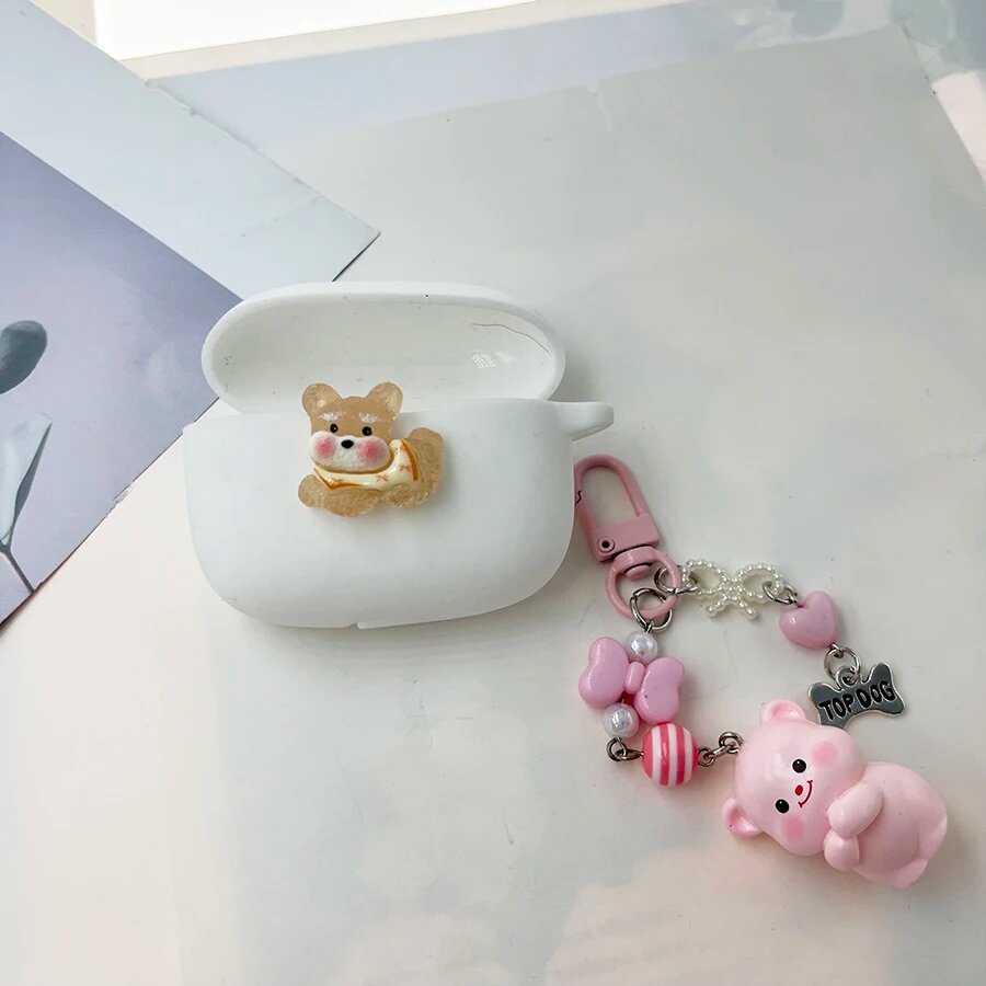 Чехол для AirPods Pro розовый с брелоком Top Dog