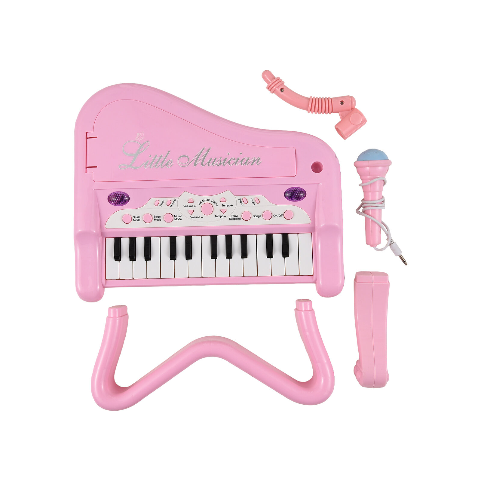 25 Key Electronic Keyboard Piano Mini Musical Instrument with 360 Degrees Rotatable Microphone Portable Music 15 Function Keys Gift for Beginners Keyboards
