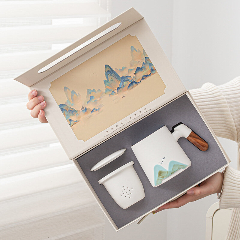 Креативная керамическая кружка для воды, офисная кружка, подарочный набор для бизнеса, подарок на годовщину, элитный подарок для конференций для банков и страховых компаний.