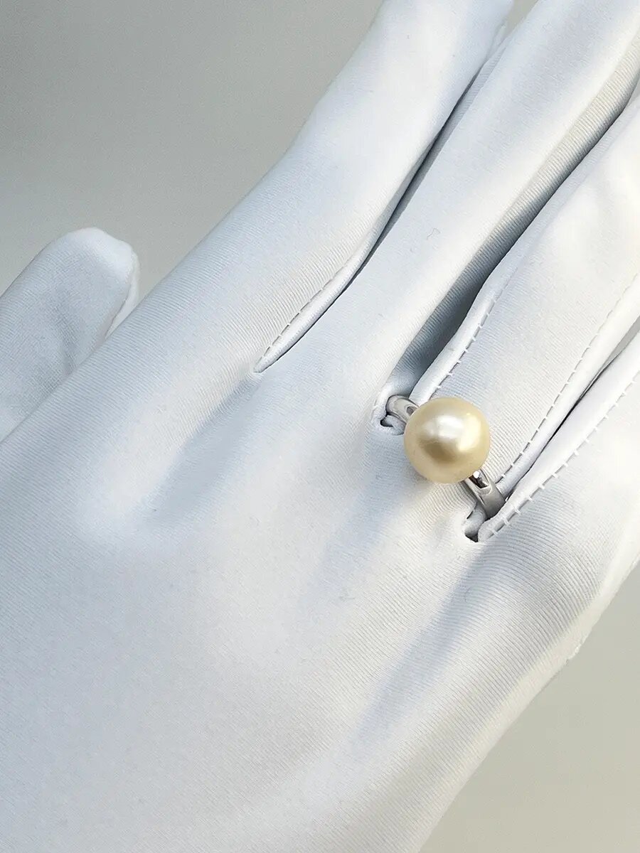 Кольцо, белое золото, 375 проба, родирование, жемчуг