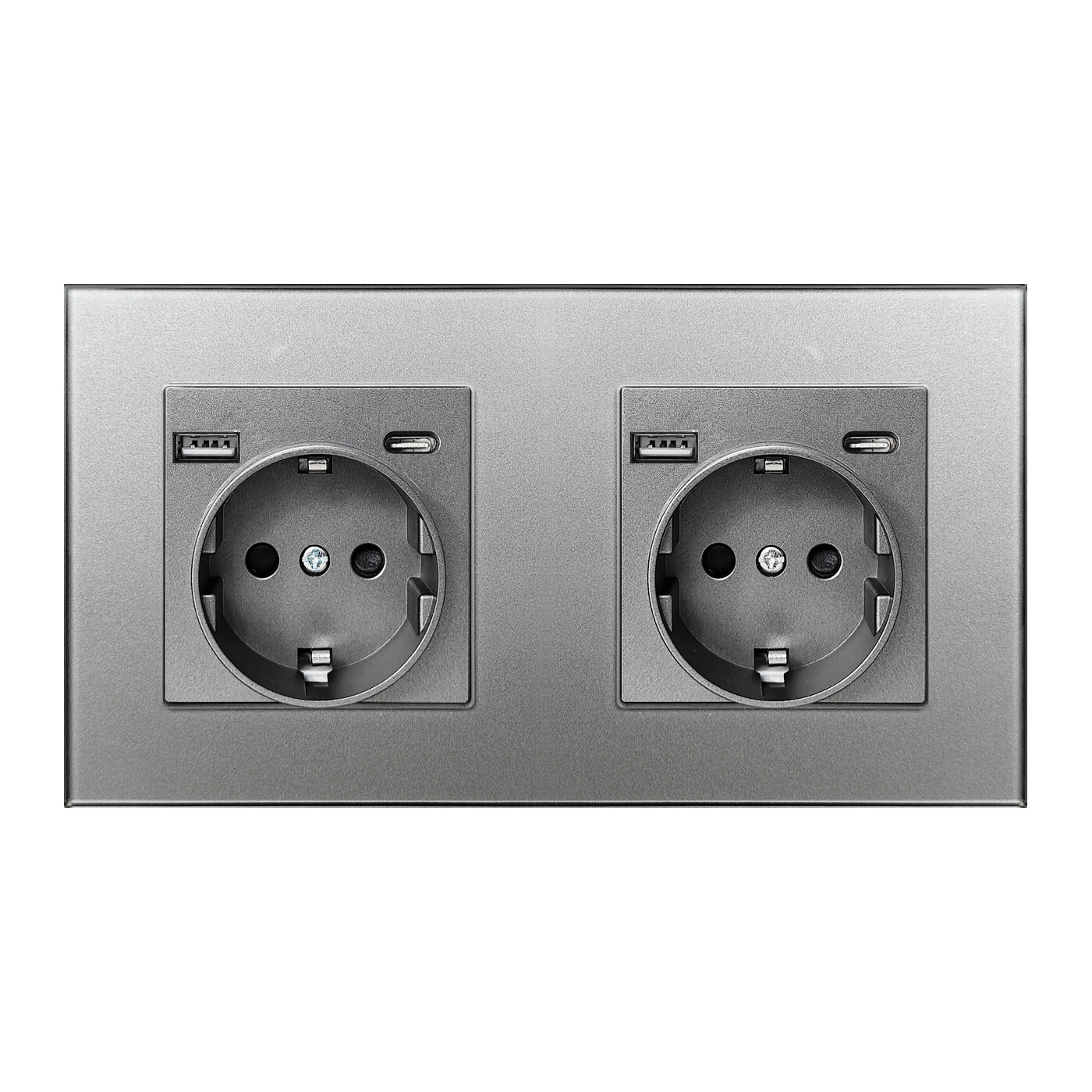 Настенная розетка R Series 86 типа европейского стандарта с USB и Type-C, стеклянная панель, скрытая круглая коробка для установки